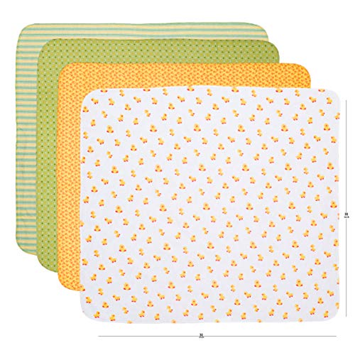 Cuddles & Cribs Baby Receiving Blankets – 100% Cotton Flannel Receiving Blankets - Chicks & Paws - Pack of 4-30 x 30 Inches