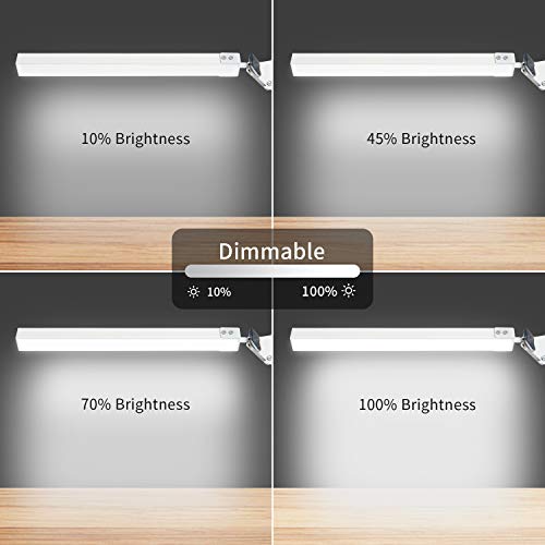 PSIVEN LED Desk Lamp, Architect Task Lamp, Metal Swing Arm Dimmable Drafting Table Lamp with Clamp (3 Color Modes, 10-Level Dimmer, Memory Function) Highly Adjustable Office, Craft, Workbench Light