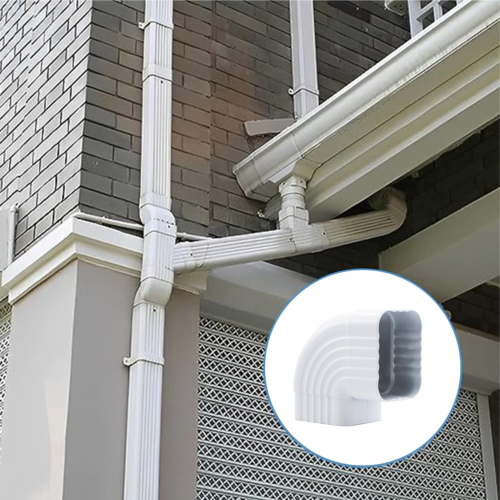 2 x 3 inches Downspout Gutter Rainwater Pipe Diverter 90 Degree Aluminum Downspouts Adapter B Elbow Corner Reusable Water Pipes Fitting Connection for House Overboard System White (90 Degree B Style)