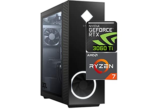 Newest HP OMEN 30L Gaming Desktop PC, AMD 8-Core Ryzen 7 5800X(Up to 4.7GHz), GeForce RTX 3060 Ti, HyperX 16 GB RAM, 1TB SSD+1TB HDD, Windows 10, 750W PSU, Liquid Cooling, RGB Light+AllyFlex MP