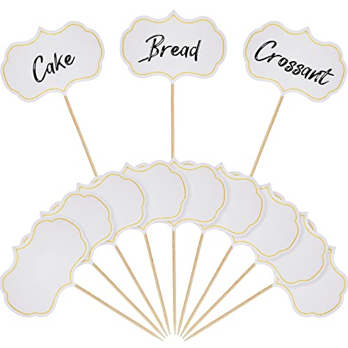 50 Pieces Cheese Markers for Charcuterie Board Buffet Labels Food Tags Blank Toothpick Flags Appetizer Signs Chalkboard Cupcake Toppers Picks for Wedding Birthday Party Decorations (White)