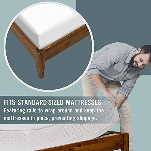 Acacia Mervyn Bed Frame Solid Wood Platform Bed, Bed Frame King, Natural Wood Bed Compatible with All Mattress Types, No Box Spring Needed, Wood Slats Support, Quick & Easy Assembly, Caramel
