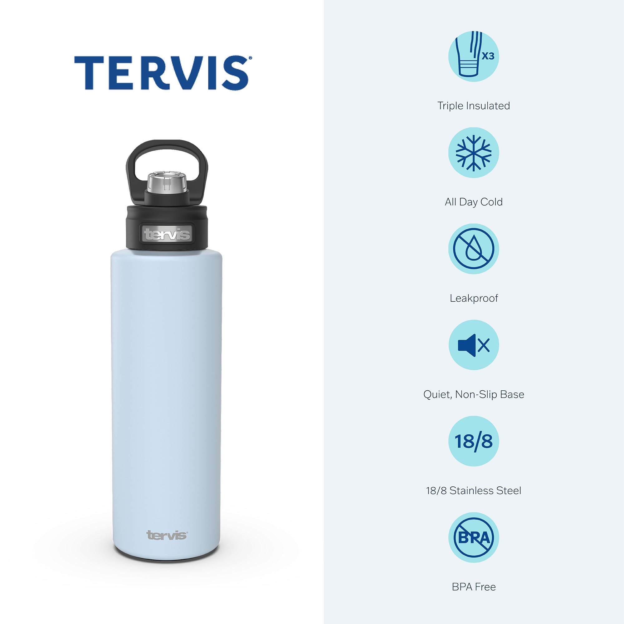 Tervis Midnight Tiger Triple Walled Insulated Tumbler Travel Cup Keeps Drinks Cold, 40oz Wide Mouth Bottle, Stainless Steel