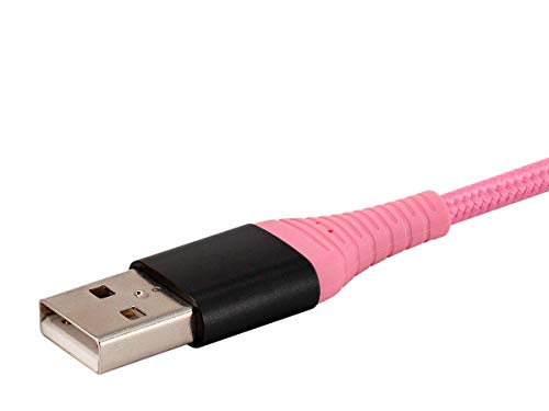 Monoprice USB 2.0 Micro B to Type A Charge and Sync Cable - 3 Feet - Pink | Durable, Kevlar-Reinforced Nylon-Braid - AtlasFlex Series