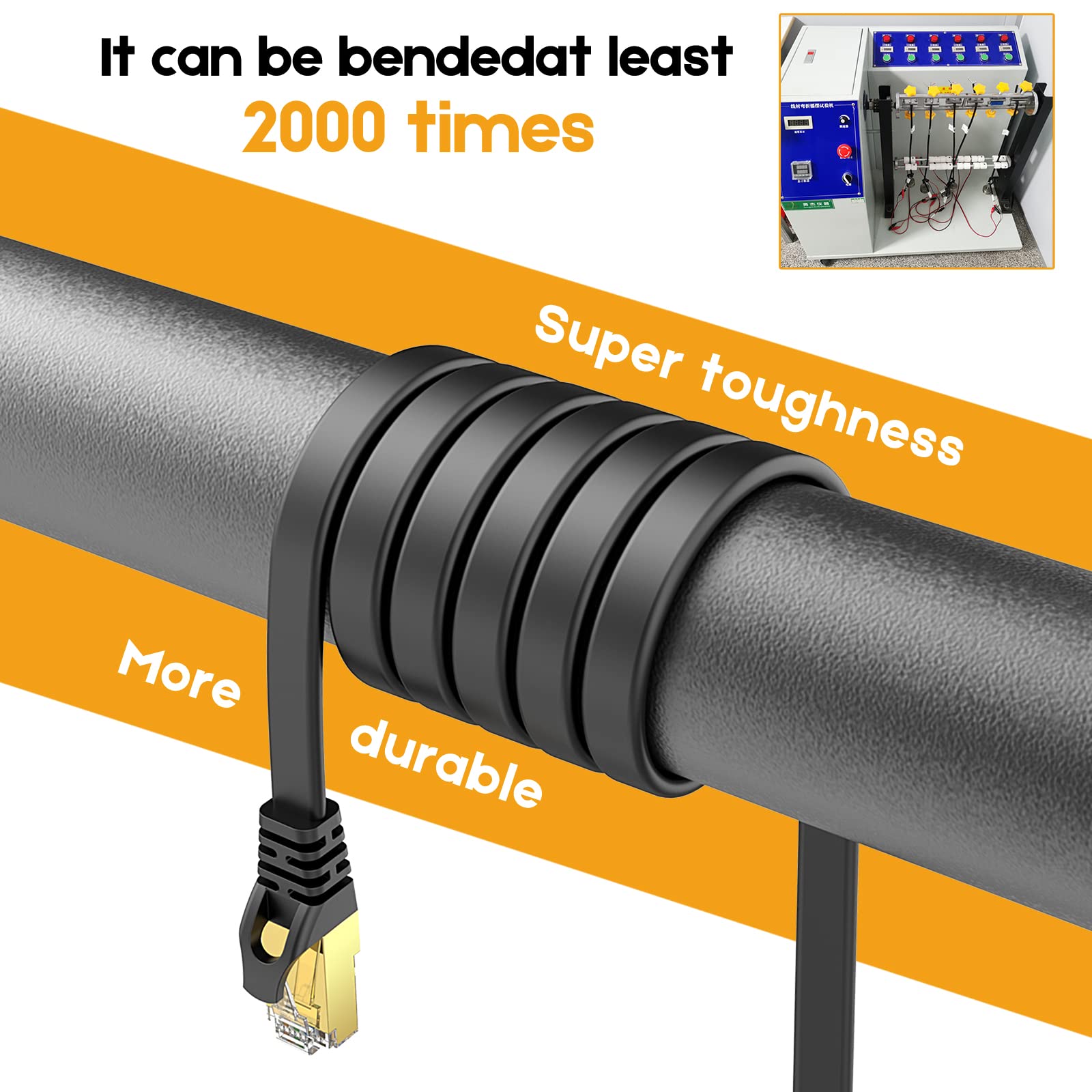 Ercielook CAT8 Ethernet Cable 100 ft High Speed, Shielded Flat Internet Cable with Clips, Weatherproof S/FTP UV Resistant for Router/Gaming/Modem - Black 30 M