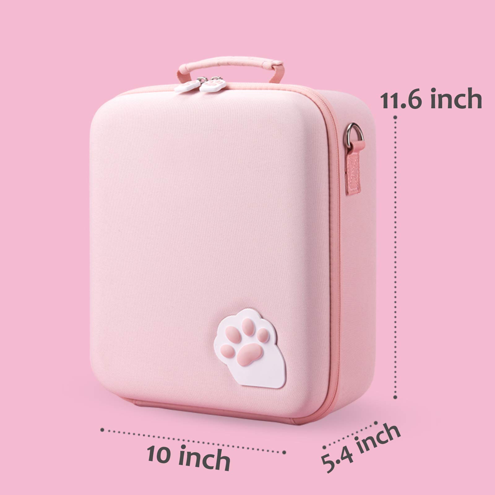 Acylulu Cute Cat Paw Carrying Case Compatible with Nintendo Switch - 21 Game Card Slot & Removable Shoulder Strap - Portable Hardshell Storage Bag for Switch Console Controller & Accessories