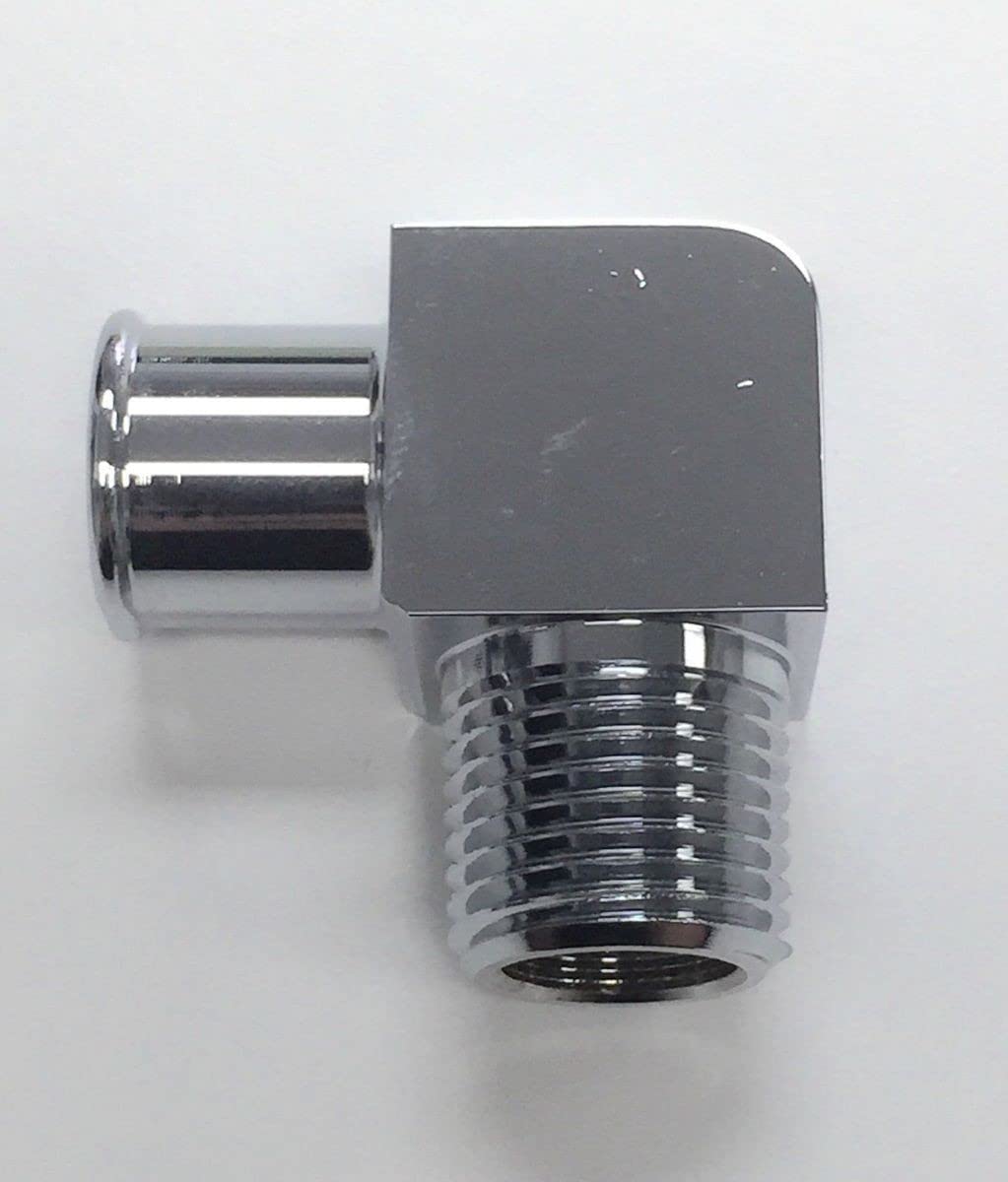 Chrome Aluminum 90 Heater 3/4" Hose Fitting x 1/2" NPT