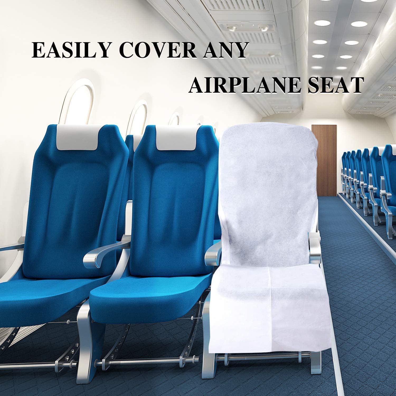 Disposable Seat Covers and Armrest Covers for Airplane Railways, Train, Bus, Office,Movie Theatre and Taxi,Eco-Friendly/Recyclable/Portable Non-Woven Seat Surface Protective Pad (Pack of 4)