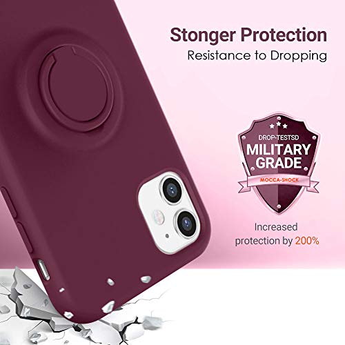 MOCCA for iPhone 11 Case with Ring Kickstand | Super Soft Microfiber Lining | Anti-Scratch Liquid Silicone Shock-Absorbing Case for iPhone 11 - WineRed