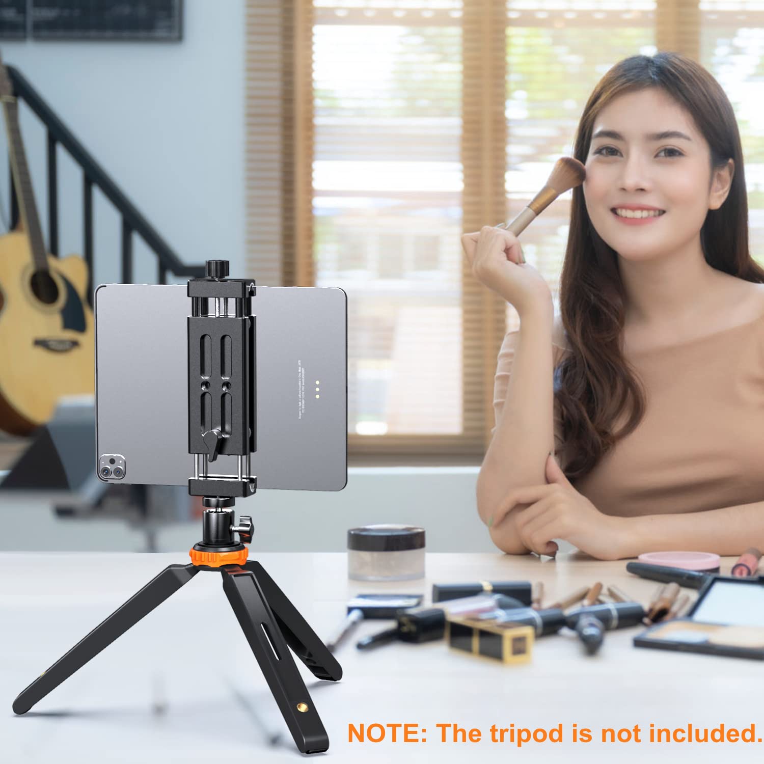 KDD iPad Tripod Mount Adapter with Ball Head, Fully Metal iPad Holder for Tripod, Phone Tablet Mount Stand Compatible with iPad Pro 12.9, iPad Air 2 3 4, iPad Mini, Galaxy Tab, iPhone (4-15β)