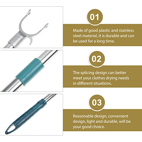 Abaodam 3pcs stitching clothes rail professional dresses specialty tools accessories outdoor closet hooks reach closet pole reach pole hook Clothes Drying Rod Sturdy Clothes Pole CD