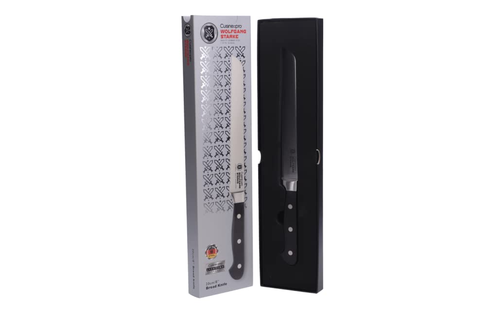 Cuisine::pro® Wolfgang Starke 8 Inch Bread Knife - Premium Quality German Stainless Steel, Ice-Hardened & Double Sharpened, Triple-Riveted Polymer Handle, Kitchen Essential
