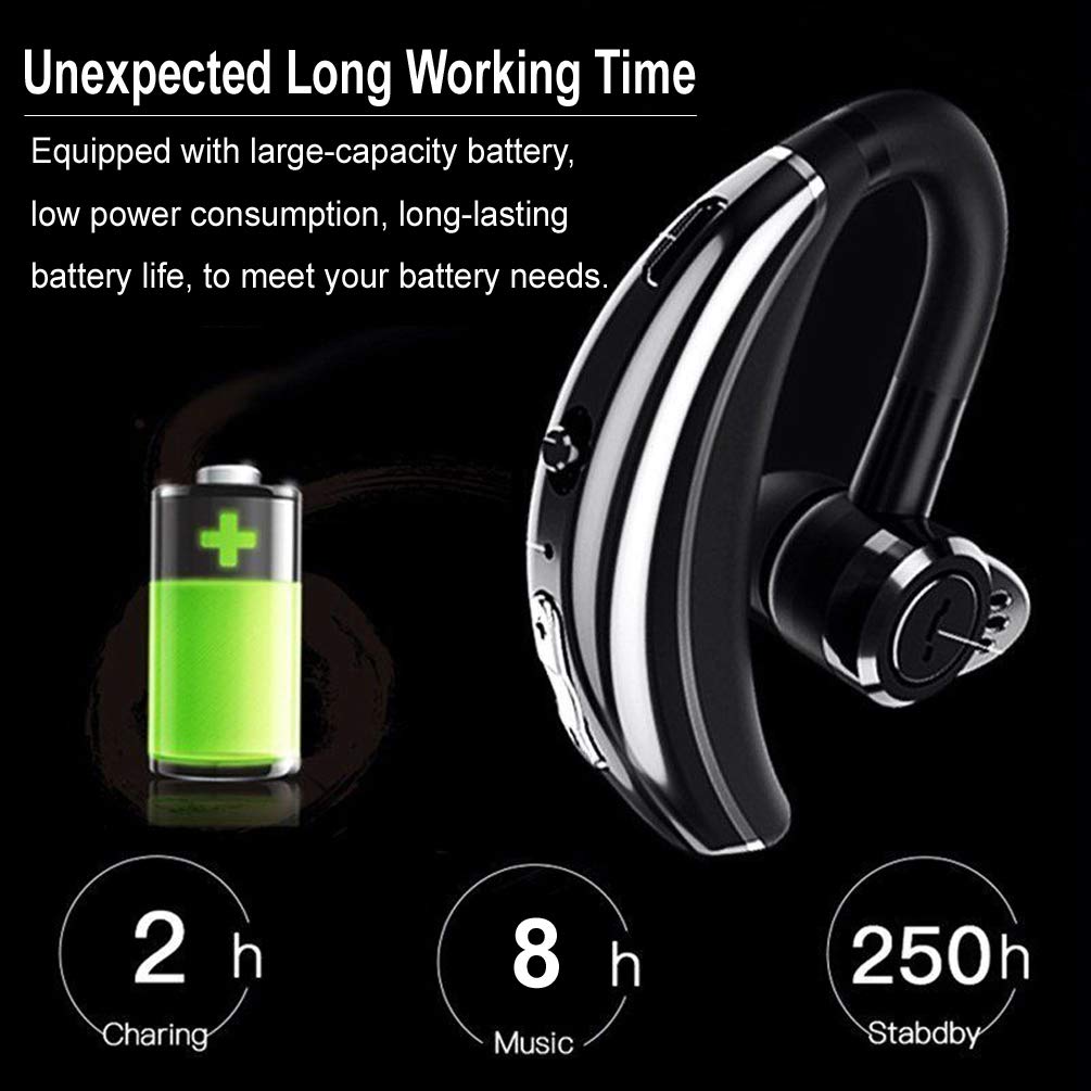 Agkey Wireless Earpiece Voice Command Wireless Headset Noise Cancelling Wireless Headset in-Ear Headphone Business Earphones Compatible with Android iOS Smart Phones Laptop for Office Driver Trucker