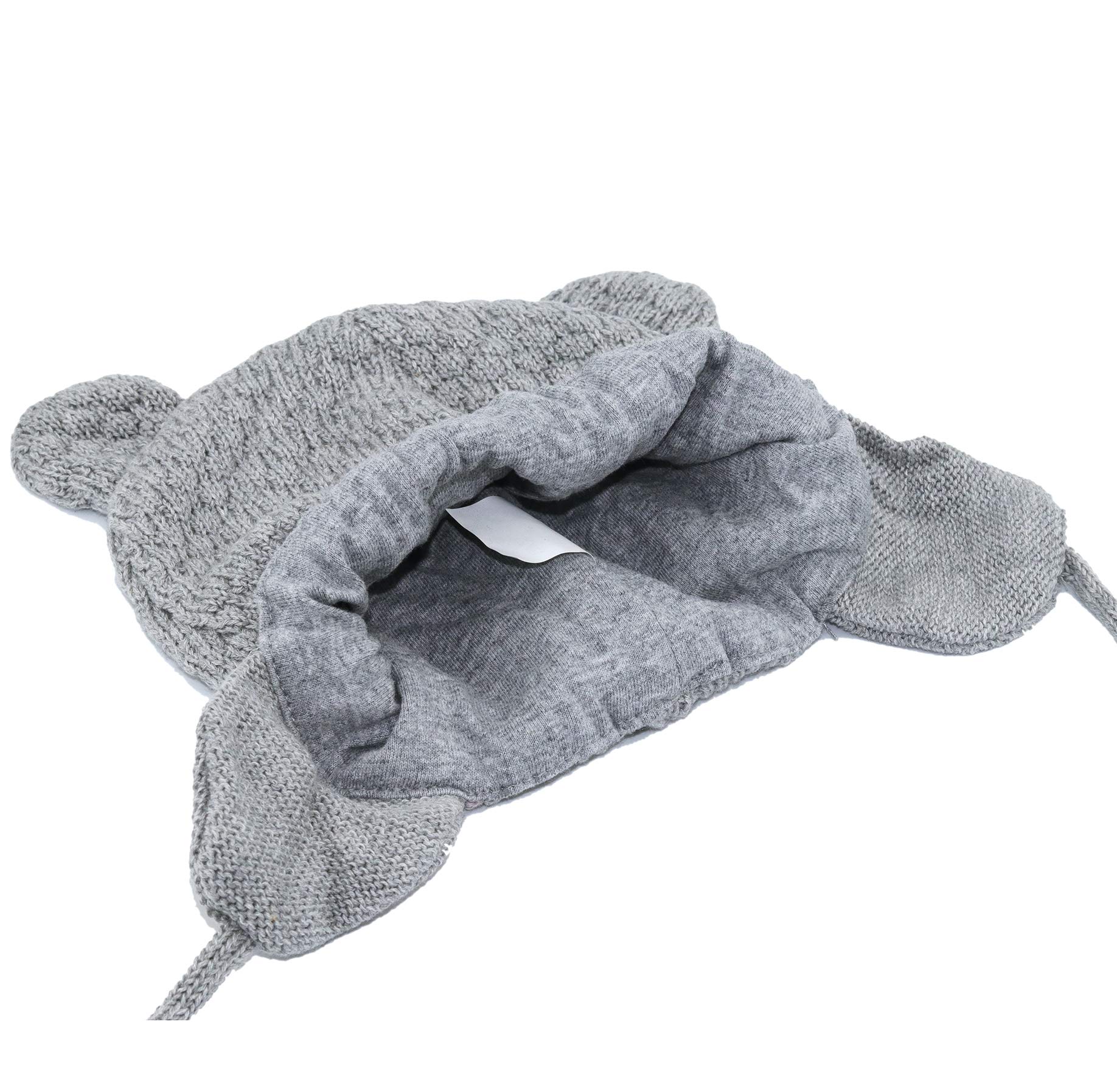 Bestjybt Baby Hat Cute Bear Infant Toddler Earflap Fleece Lined Beanie Warm Caps for Fall Winter (Grey-B, 0-6 Months)