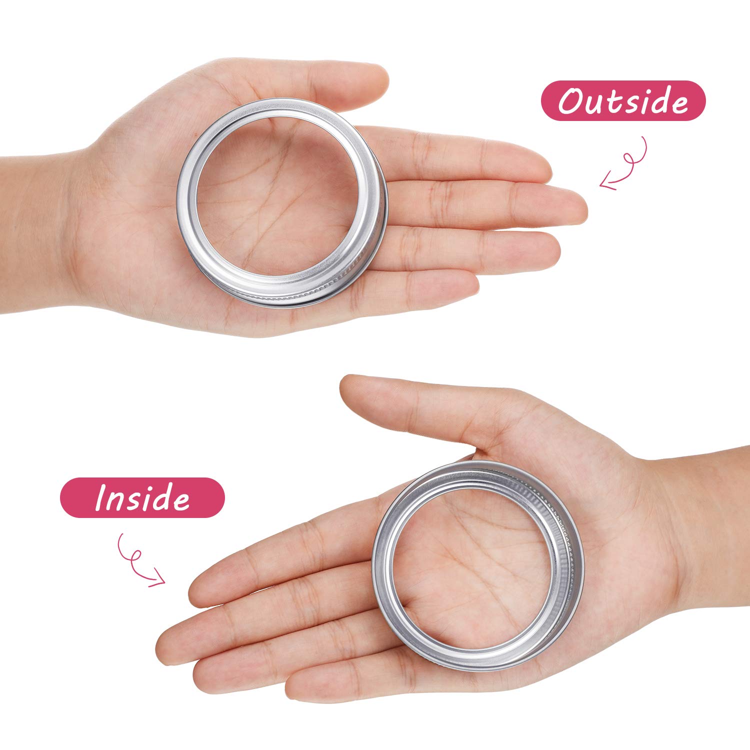 24 Pieces Regular Mouth Canning Jar Replacement Metal Rings Practical Screw Jar Bands Leak Proof Tinplate Metal Bands Rings, Compatible with Mason Jar (Silver)