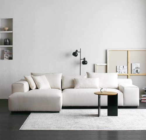 Acanva Modern Minimalist Sofa with Extra Deep Seats for Living Room, Bedroom and Lounge, L-Shaped Sectional Couch with Left Chaise
