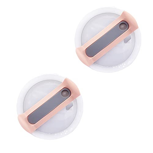 40 OZ Tumbler Lid Compatible for Stanley Quencher, 2 Pack Spill Proof Splash Resistant Stainless Steel Tumbler Covers Fit for Stanley and More Coffee (Pink-grey)