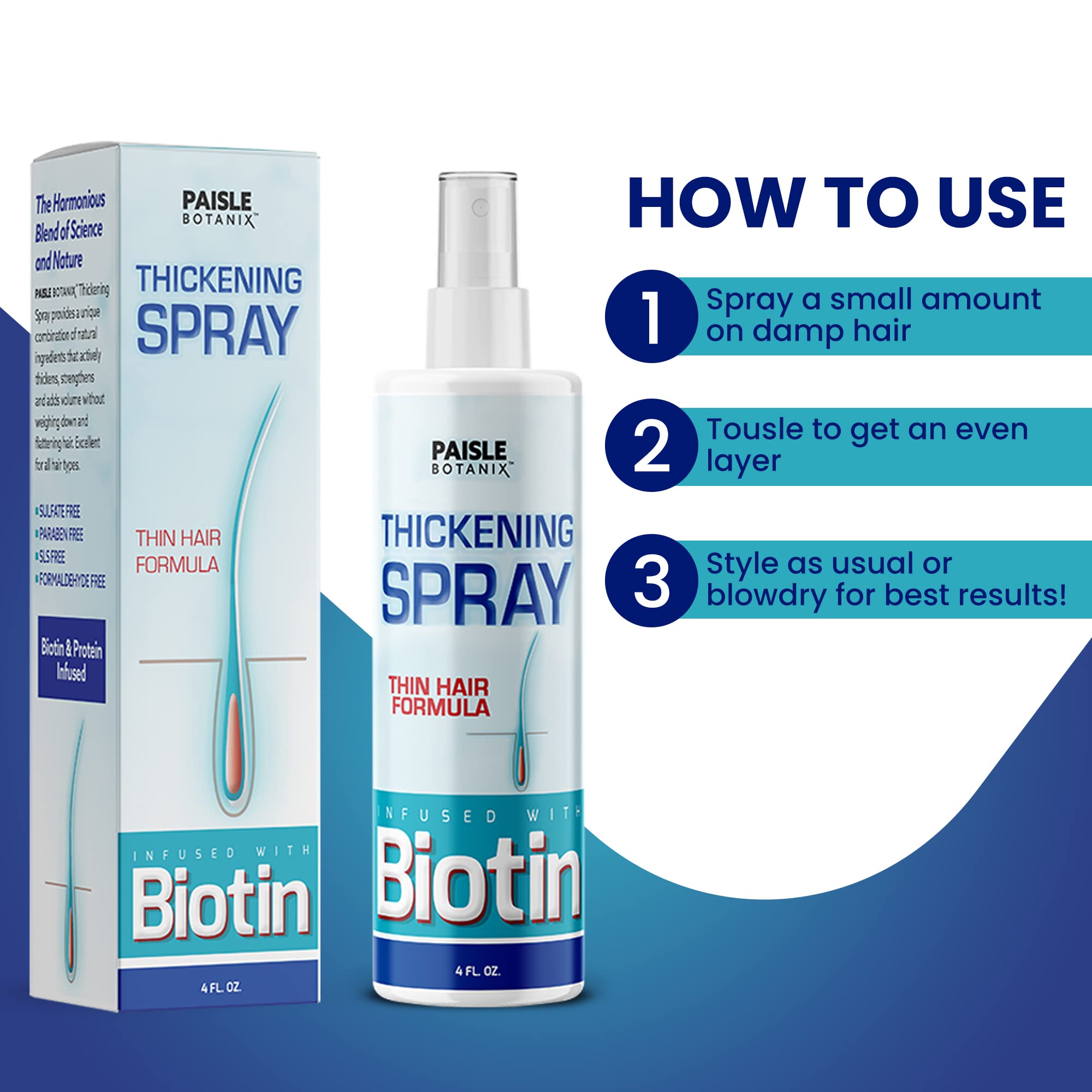 Biotin Hair Thickening Serum for Hair Growth and Volume - DHT Blocker for Hair Loss Prevention and Fine Hair Texturizing Spray