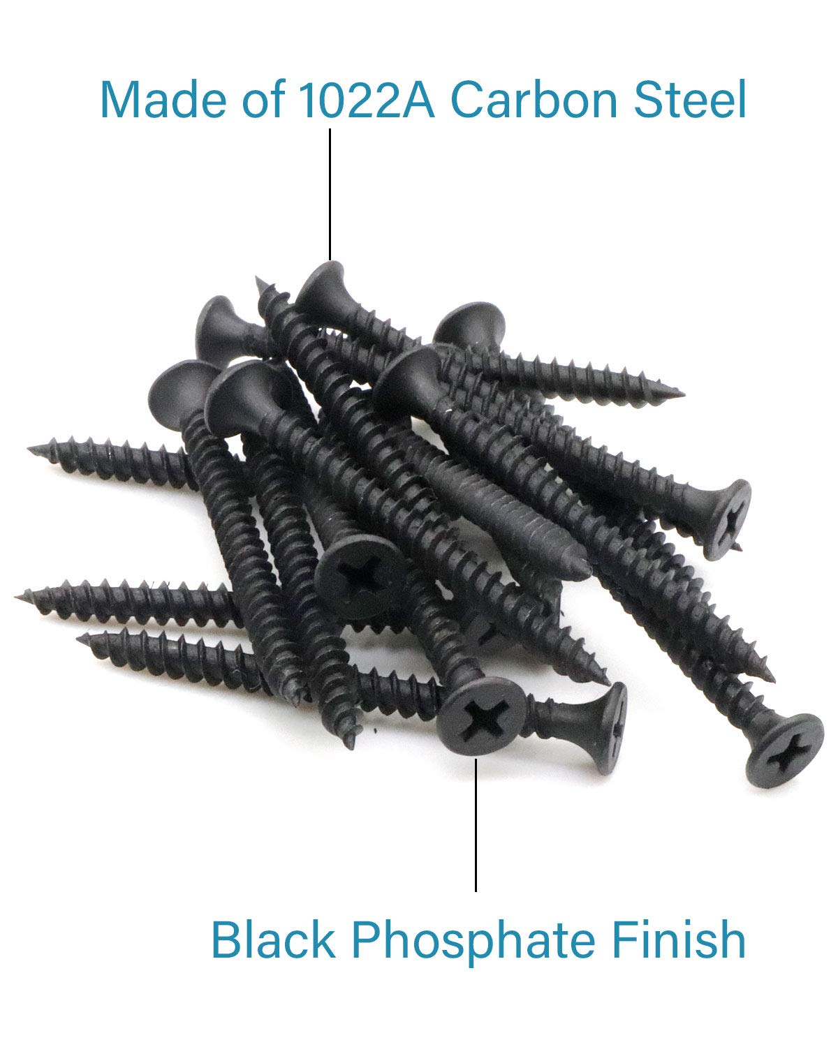 IMScrews 100pcs #8 x 2 Flat Head Phillips Drywall Screws Fine Thread Sharp Point Wood Screw, Carbon Steel 1022A, Black Phosphate