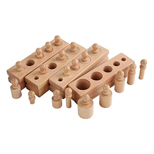 Adena Montessori Mini-Cylinder Block (Set of 4) Materials Sensorial Educational Tools Preschool Early Montessori Toys for Toddlers
