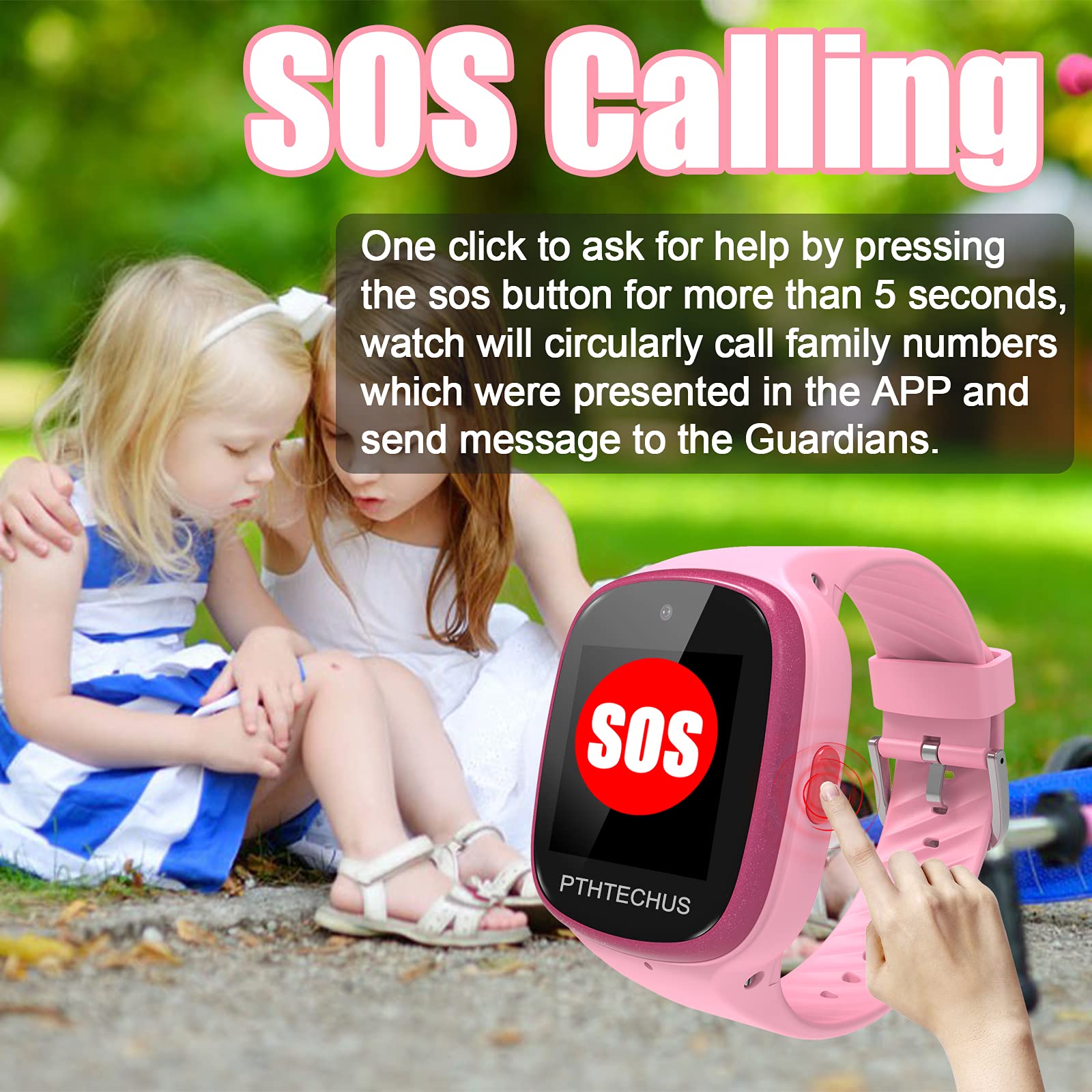 PTHTECHUS 4G Smartwatch Phone for Children - Kids Smart Watch with WiFi, Dail, Voice Messages & Video Calls, GPS Location, Students School Mode, SOS, Camera and Pedometer for Boys Girl Present