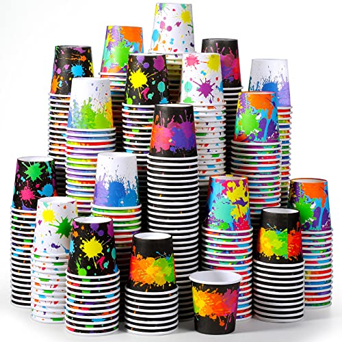 500 Pack 2 oz Paper Cups, Mini Mouthwash Cups, Disposable Bathroom Cups, Small Paper Drinking Cups Espresso Cups for Home Office Travel Picnic Party Supplies (Artist Paint)