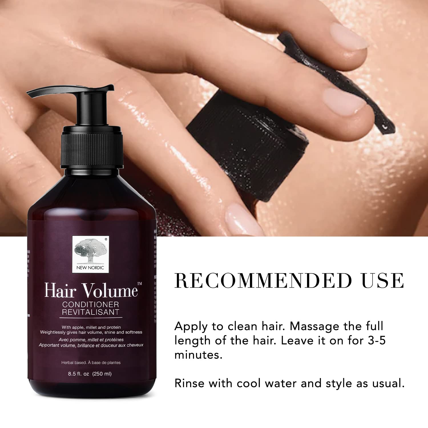 New Nordic Hair Volume Conditioner, Creamy Herbal Recipe to Weightlessly Hydrate, Volumize, Soften & Shine, Vegan, Clean Ingredients, 8.5 Fl Oz
