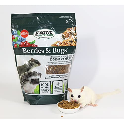 Berries & Bugs 3 lb. - All Natural High Protein High Fiber Insectivore Diet with Fruit, Gut-Loaded Insects, & Healthy Vitamins - Hedgehogs, Sugar Gliders, Skunks, Opossums & Other Insectivores