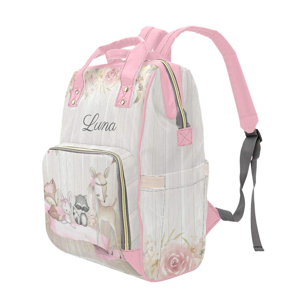 Personalized Animal Deer Fox Baby Diaper Bag Backpack Name Custom Mommy Baby Bags Travel Daypack for Mom Gifts