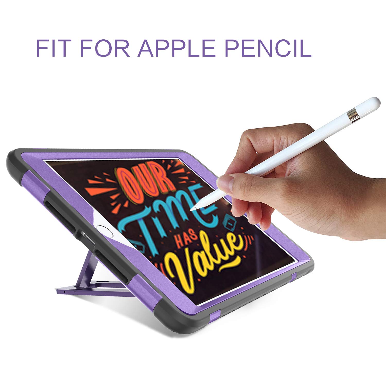 BENTOBEN iPad Mini 5 Case, iPad Mini 4 Case, Glitter Sparkly 3 Layers Heavy Duty Rugged Shockproof Kickstand Sturdy Leather Protective Tablet Cover for Apple iPad Mini 5 / iPad Mini 4, Purple