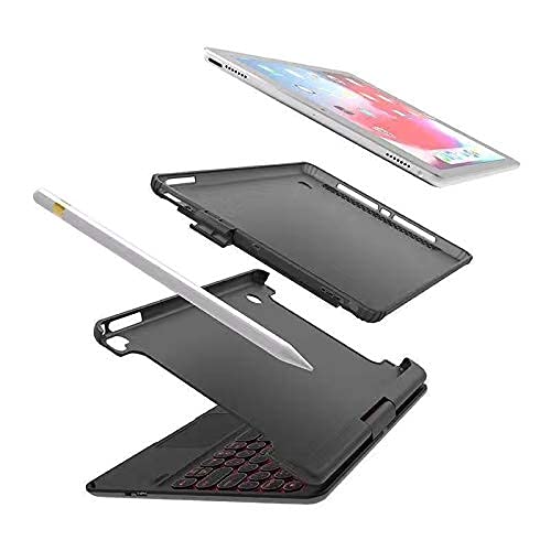 INI iPad Keyboard Case for 10.2 2021 9th 2020 8th 2019 7th, iPad Air 10.5 2019, iPad Pro 10.5 2017 - Backlit - 360 Rotatable - Wireless - iPad 9th Generation Clickable Touchpad - iPad Air 3 - Black