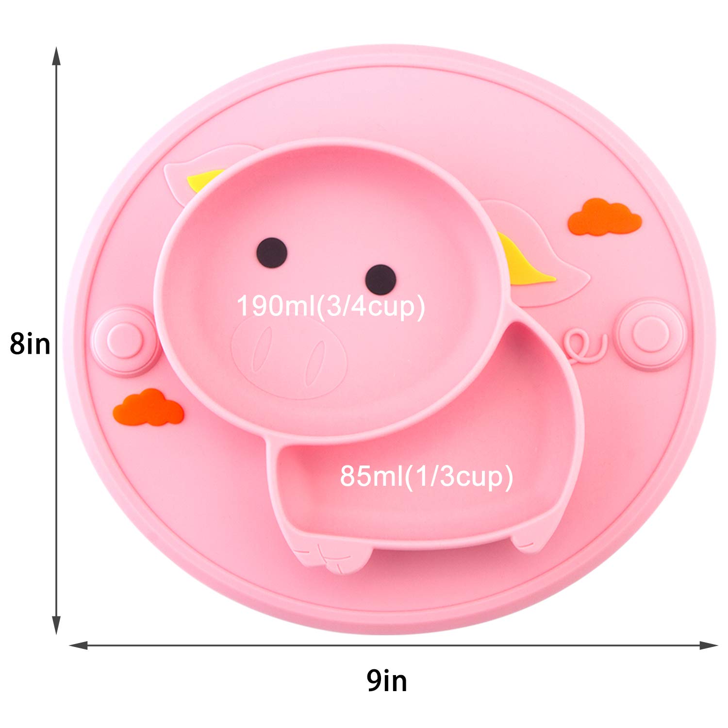 Baby Silicone Plate, Toddler Suction Plates Mini Plate Placemat for Kids and Infants Self Feeding, Microwave & Dishwasher Safe