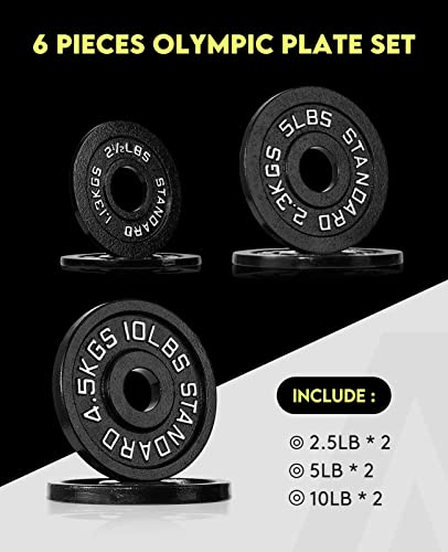 AboveGenius Cast Iron 2-Inch Olympic Plate Weight Set for Strength Training, Weightlifting and Crossfit in Home & Gym