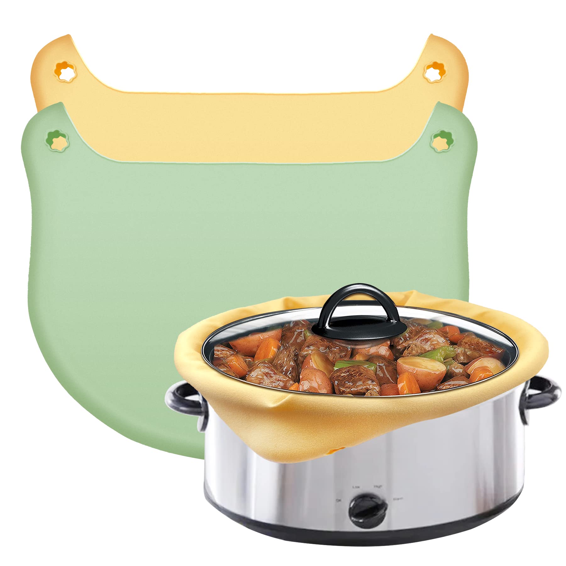 2 Pack Slow Cooker Liners - Reusable Crock Pot Liner Leakproof & Easy Clean Silicone Divider Fit 6-8 Quarts Slow Cooker Oval or Round Pot