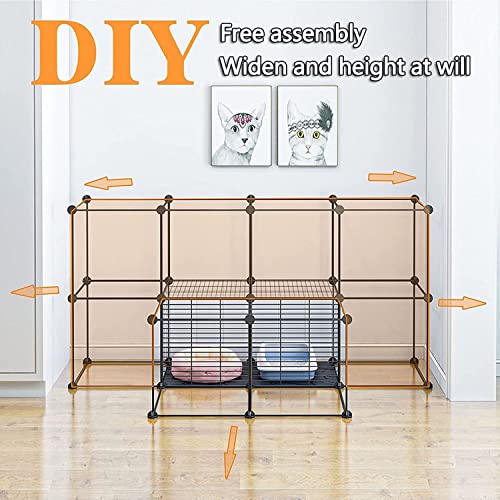 3 Tier Cat Cage Large DIY Cat Enclosure, Pet Playpen, Cat Playpen for Small Animals, Cat Houses for Indoor, Extra Large Exercise Place, Easy to Clean, Accommodates 1-3 Adult Cats (Size : Black 110x37