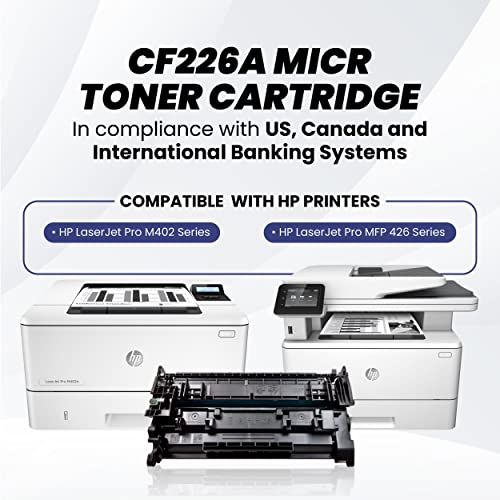 Ampro CF226A MICR Compatible Toner Cartridge Replacement for HP CF226A MICR or HP 26A for HP Laserjet Pro M402 M426 MFP Series. (Prints 3,100 Pages)