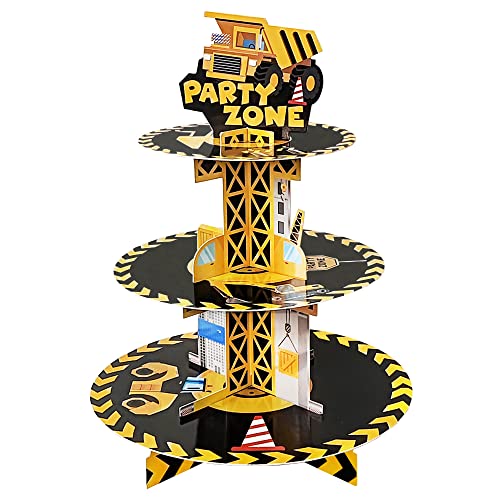 3 Tier Construction Birthday Cupcake Stand Construction Birthday Party Supplies for Construction Baby Shower Dump Truck Party Decorations