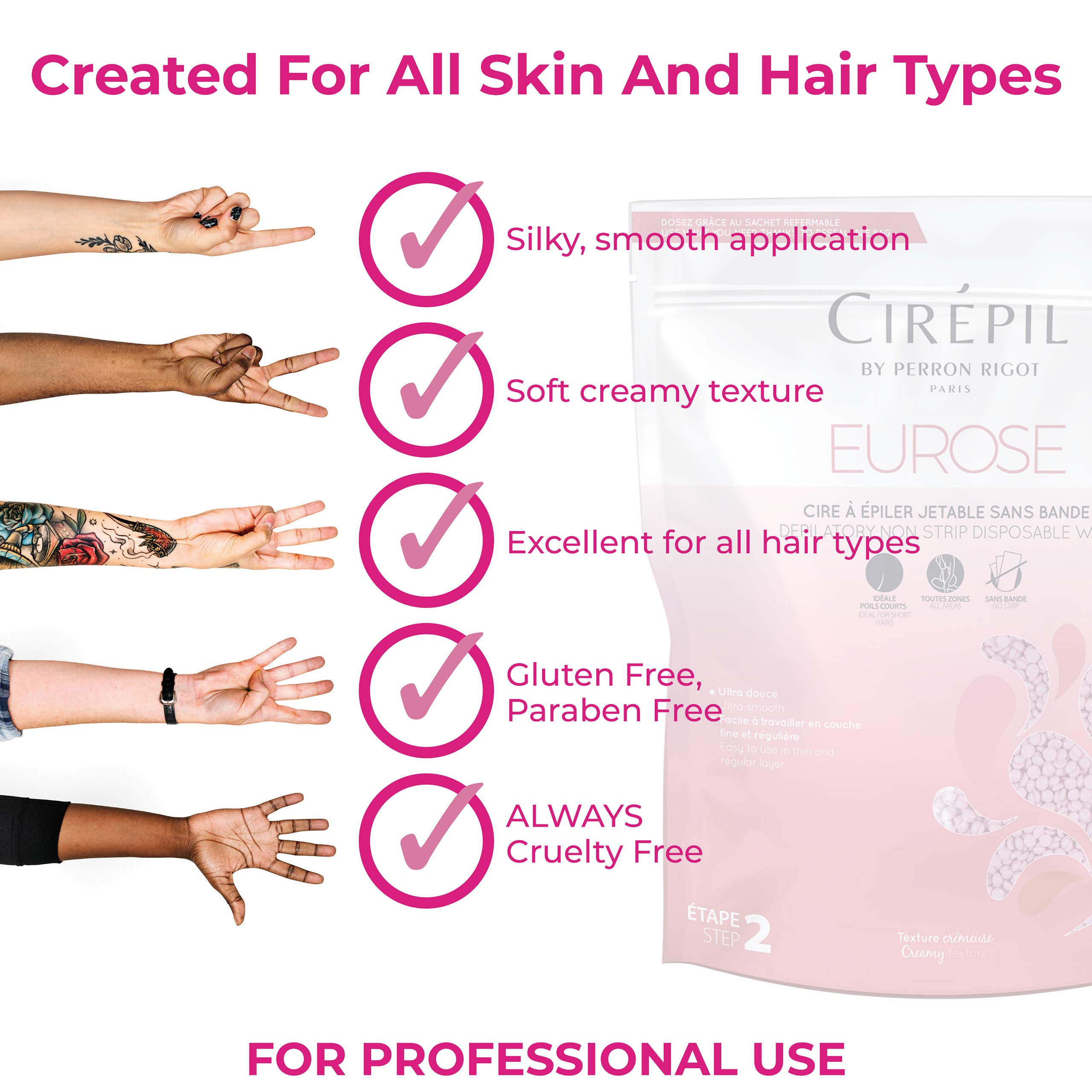 Cirepil - Eurose - 800g / 28.22 oz Wax Beads Bag - All-Purpose & Unscented - Ultra Smooth & Creamy Texture - Perfect for Short Hairs
