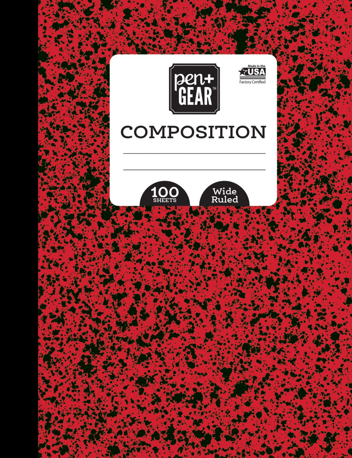 2 Pack - Colored Pen+Gear Wide Ruled Marbled Composition Notebooks 100 Sheets - 200 Sheets Total (Colors Vary)