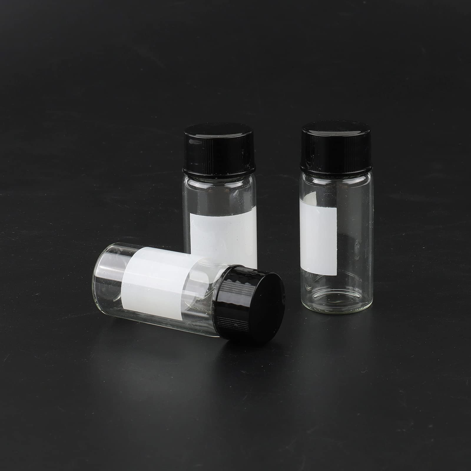 Newzoll 45Pcs 10ml Small Empty Glass Vials, Clear Liquid Sample Glass Bottles Jars, Mini Glass Thread Cap Bottles with Write-on Spot and 10 Funnels