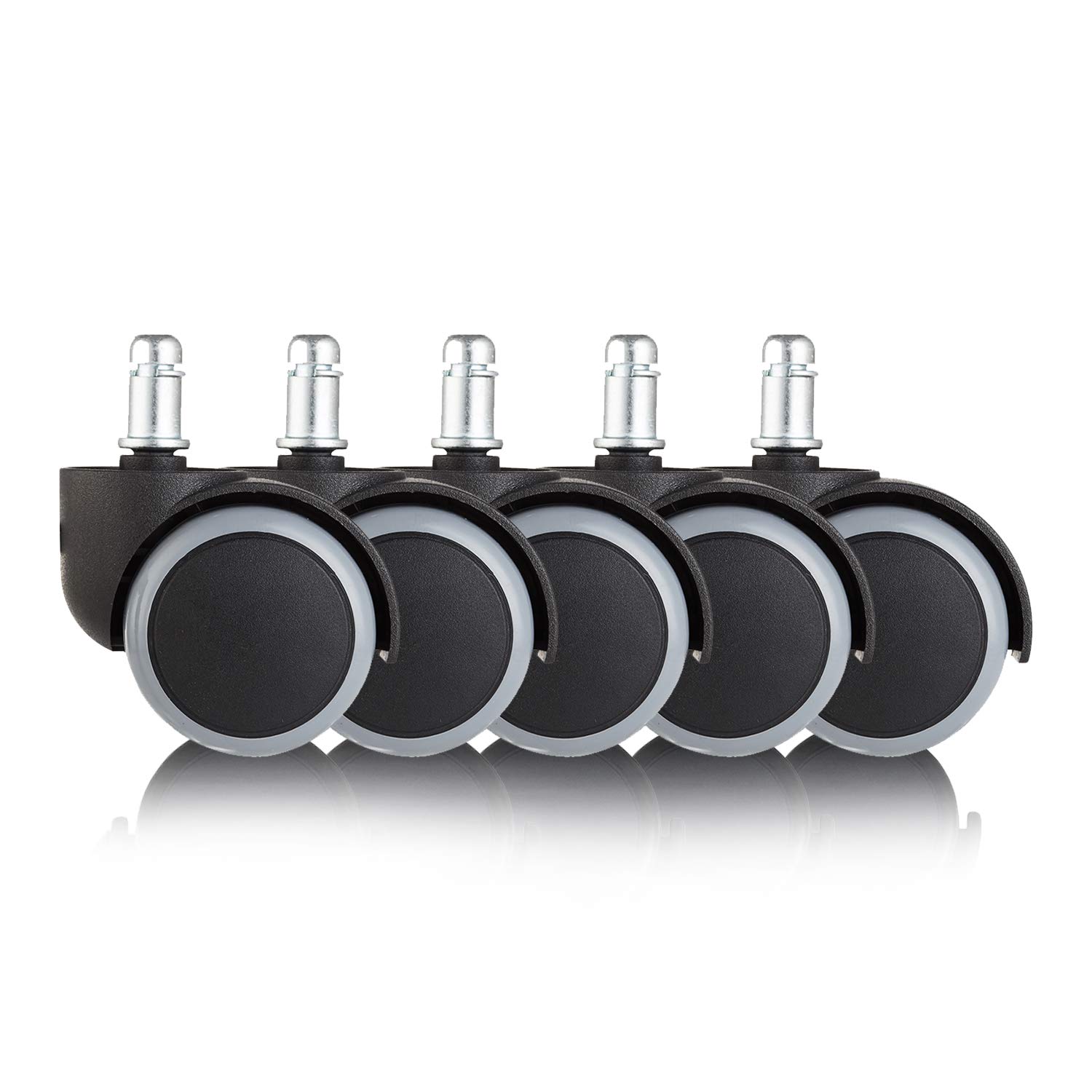 2 Inch Office Chair Caster Wheels Replacement Set of 5 Floor Protecting Smooth Rolling Heavy Duty Computer Gaming Desk Universal Fit Standard Size Grey