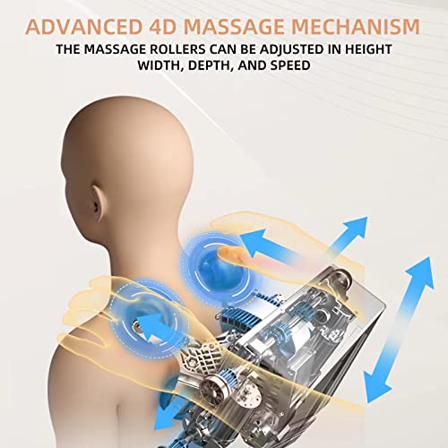 Alfine 4D Yoga Queen Massage Chair, Full Body Recliner with Flexible SL Track, Automatic Footrest Extension, 3D Calf & Foot Massage, Program Customization & Recall (Beige)