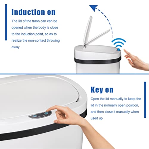 13 Gallon Kitchen Trash Can Automatic Garbage Can, Stainless Steel Waste Bin with Lid, Electronic Touch Free Motion Sensor Trash Cans High-Capacity Brushed Metal Trash Bin for Indoor, Black