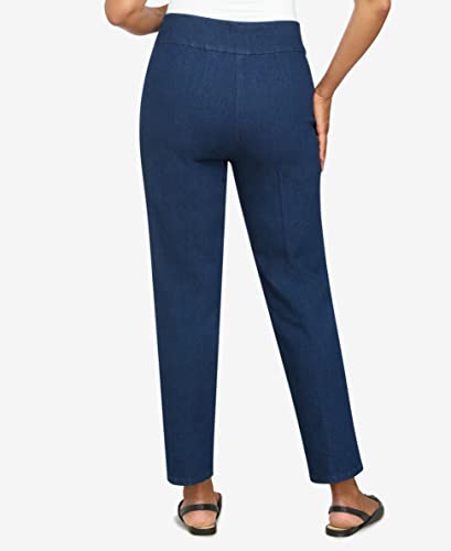 Alfred Dunner Womens Petite Super Stretch Mid-Rise Short Length Pant, Dark Denim, 6P