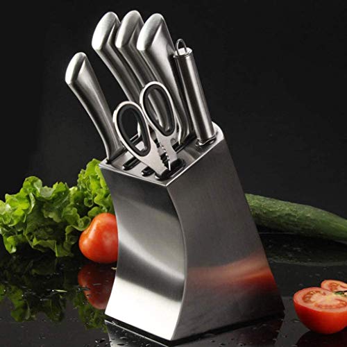 CUJUX World Universal Knife Block Stainless Steel Modern Design with Scissors Slot Knife Holder Countertop Storage