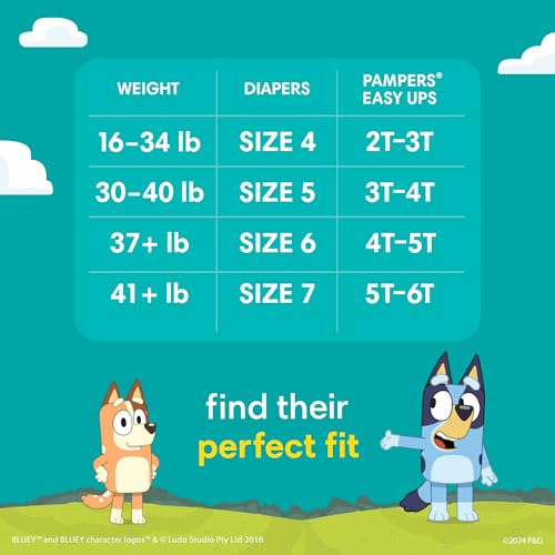 Pampers Training Pants - Easy Ups Boys & Girls Bluey - Size 5T-6T, 15 Count, Children's Potty Underwear (Packaging May Vary)