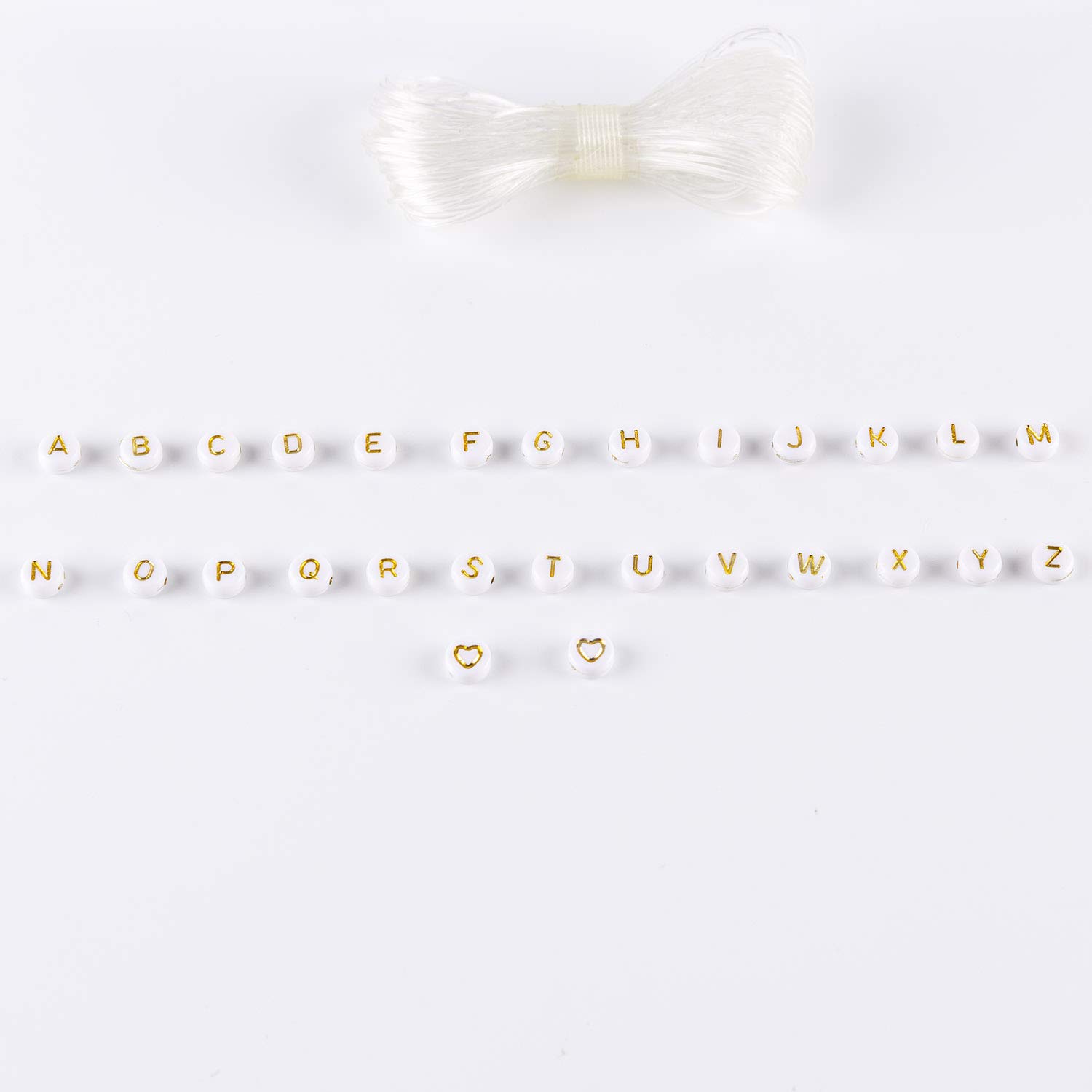 1680PCS Acrylic White and Gold Round Circle Letter Beads for Bracelets Alphabet Beads for Jewelry Making Name Bracelet Kit (Acrylic)