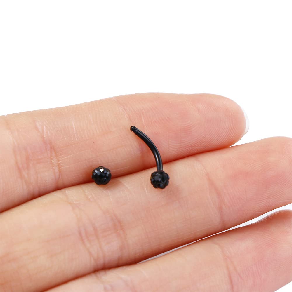 1PC Rhinestone Curved Barbell Eyebrow Rings,Stainless Steel Fake Lip Stud for Earrings Piercing Ring Piercing Jewelry(silver)