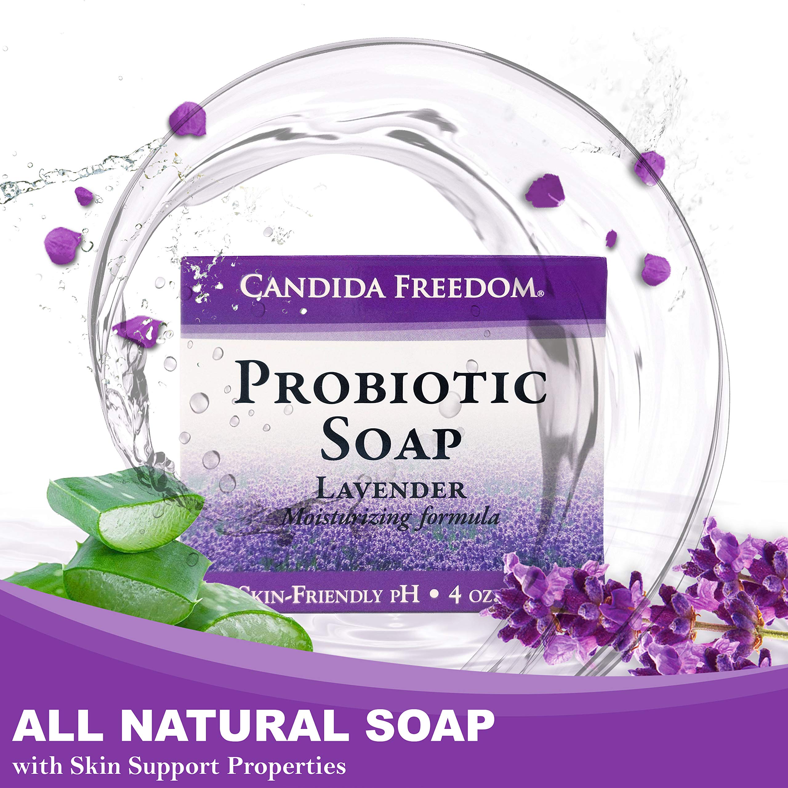 Candida Freedom Massey's Lavender Bliss Probiotic Soap Bar - Ideal Gift for a Spa-Like Experience - Perfect for Men & Women - Elevate Your Daily Wash with this Invigorating 4oz Bar