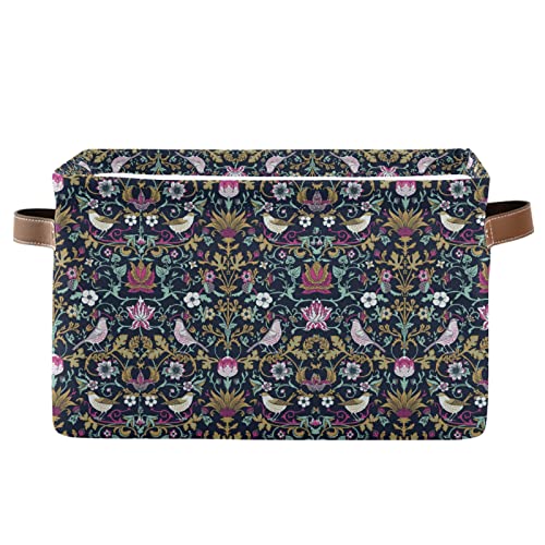 AHOMY Storage Basket William Morris Vintage Birds Flowers Cube Storage Bins Organizer Bag with Handles 1-Pack